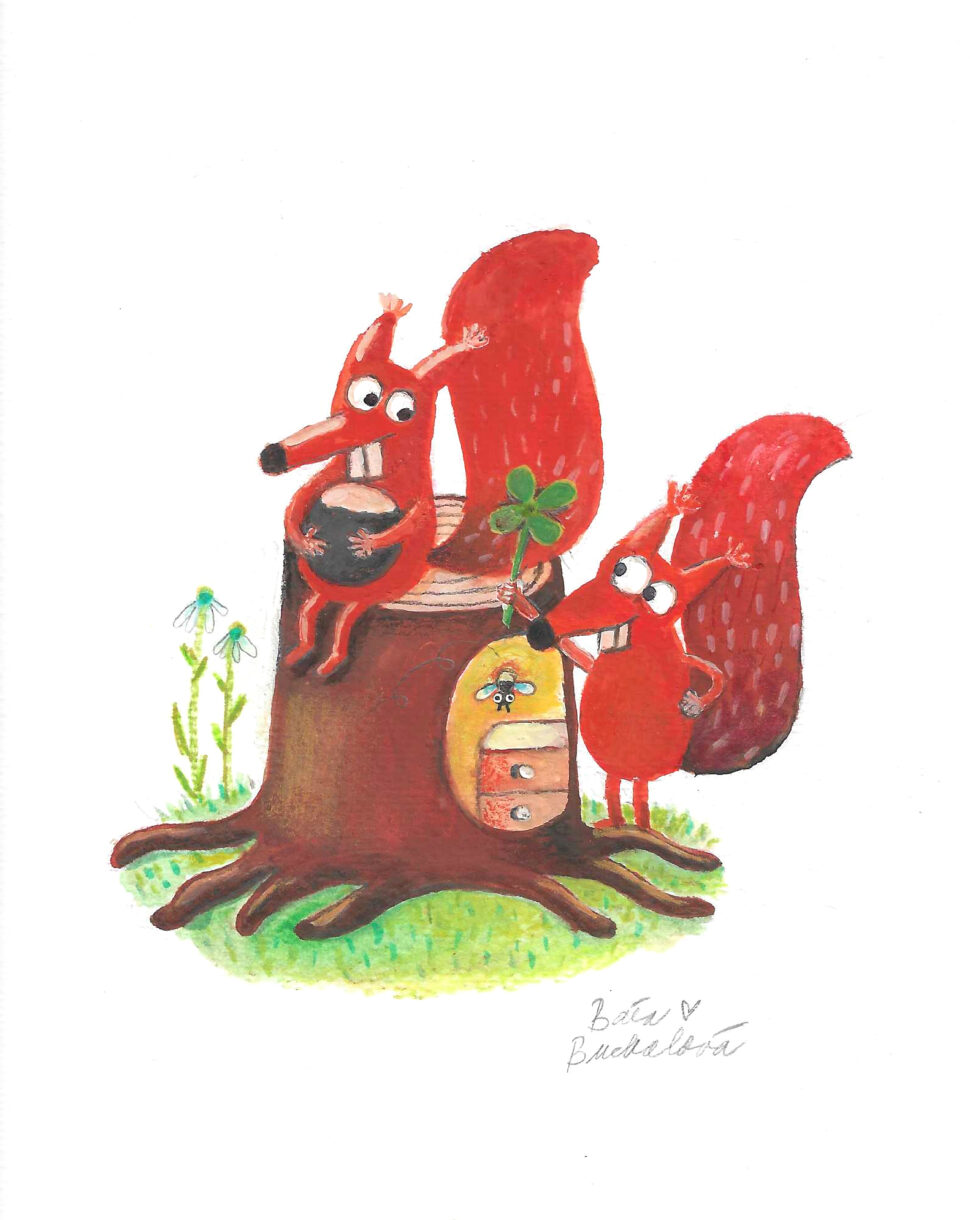REPRODUKCE ilustrace Veverky | BBebook - knihy do kapsy